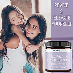 Magnesium Lotion – Nighttime Magnesium Cream – Apply to Legs, Arms or Chest - Topical Magnesium Chloride – USA Made and Safe for Kids (Chamomile Lavender)