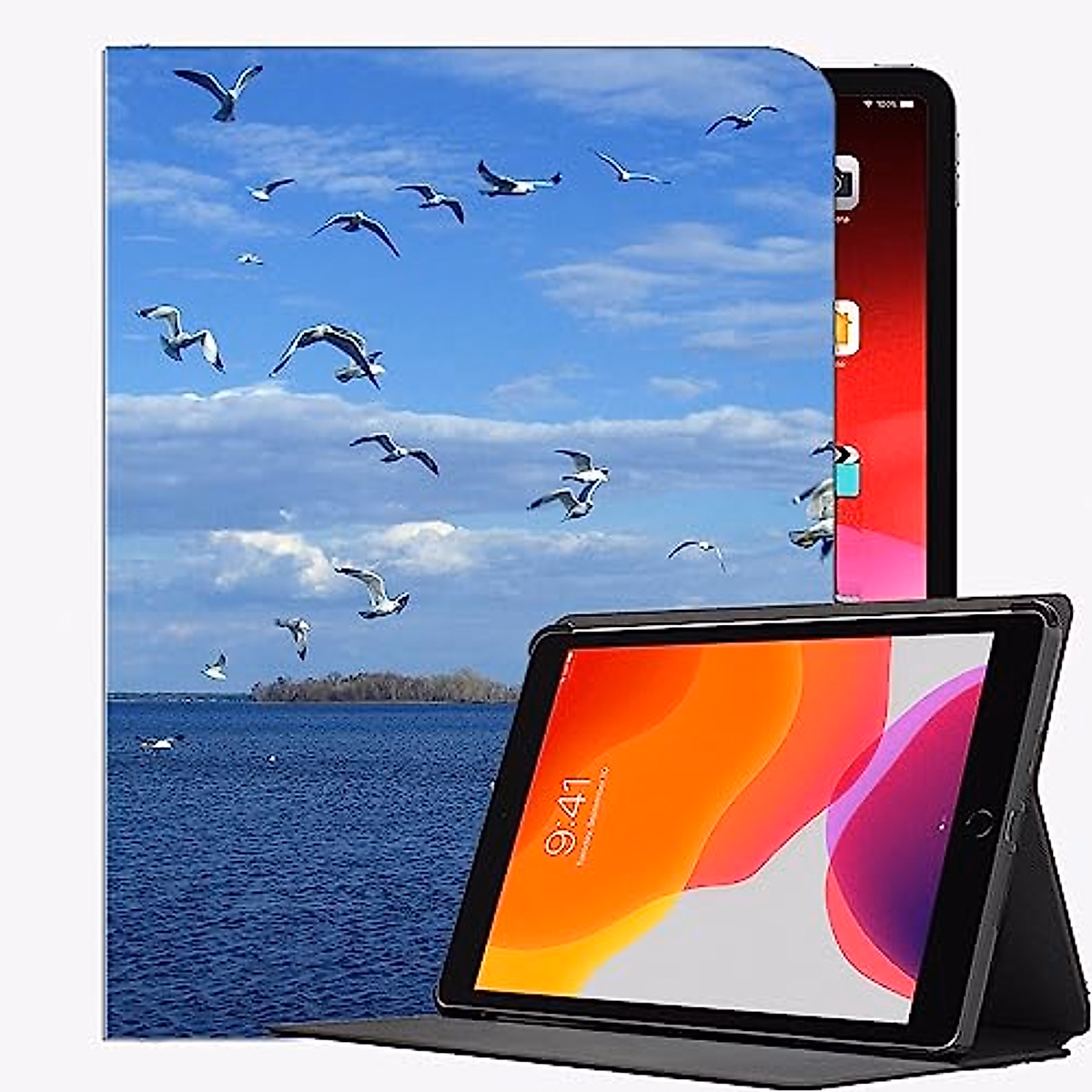 YENDOSTEEN iPad Air 5th Generation Case 2022 / iPad Air 4th 2020 Case 10.9 Inch,Lake Seagulls Protective Smart Cover for iPad Air 5th A2589 A2591/ Air 4th Gen A2316 A2324