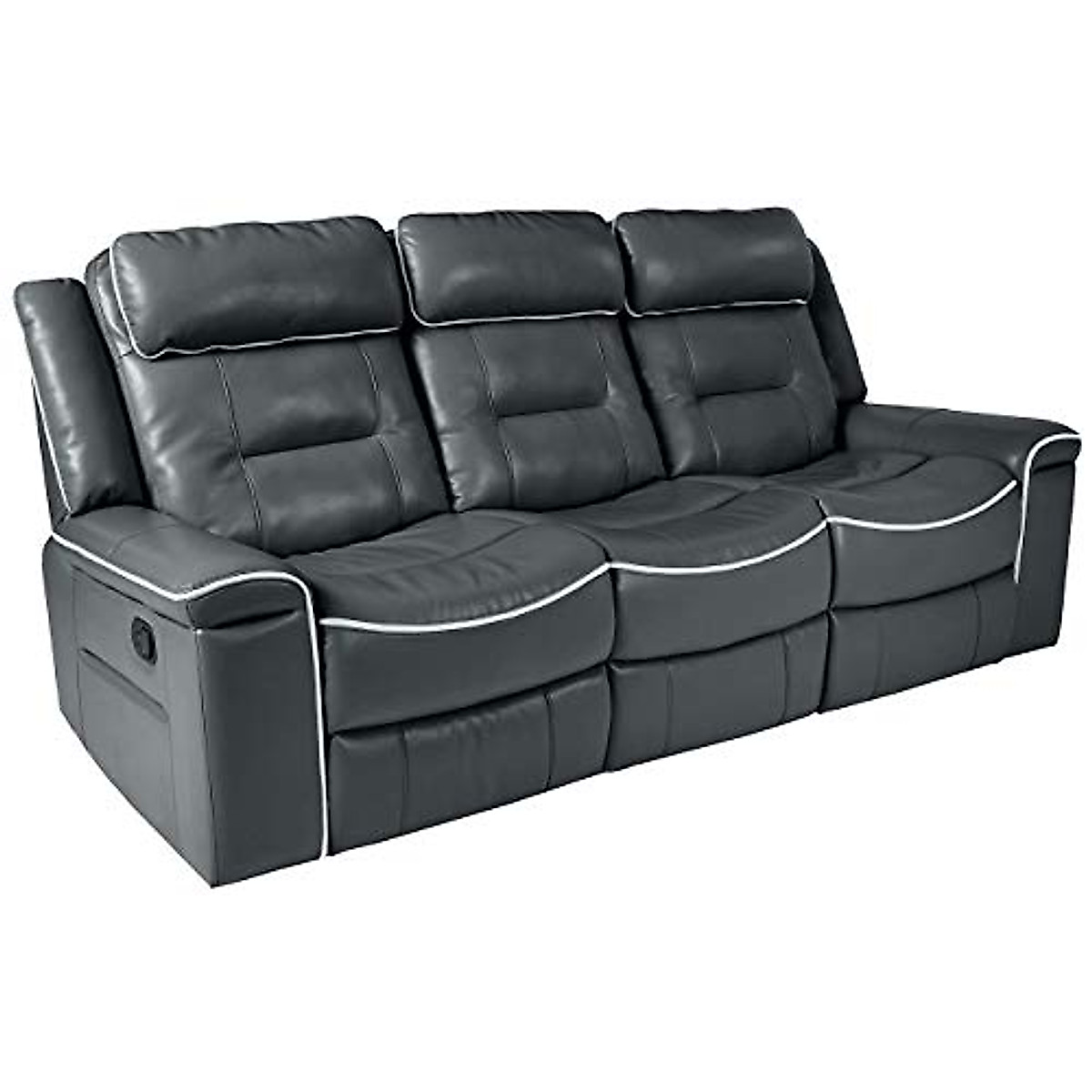 Homelegance Darwan 88" Leather Gel Double Reclining Sofa, Dark Gray