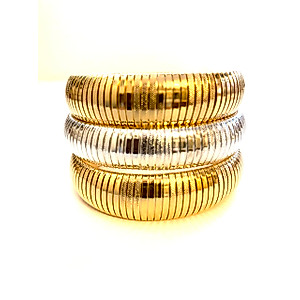 Marshal Metal Fashion Bracelet Omega 18k Gold Plated Brass Stretch Cobra Bracelet (14mm))