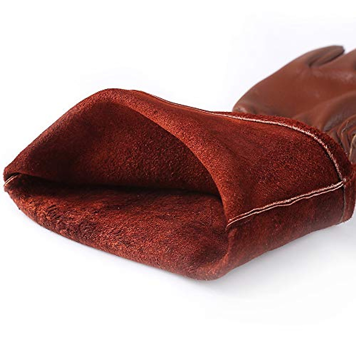 Alomidds Gardening Gloves for Women/Men Rose Pruning Thorn & Cut Proof Long Elbow Durable Cowhide Leather Gardening Gloves for Pruning Cacti Rose and Thorny Bushes (M, BROWN)