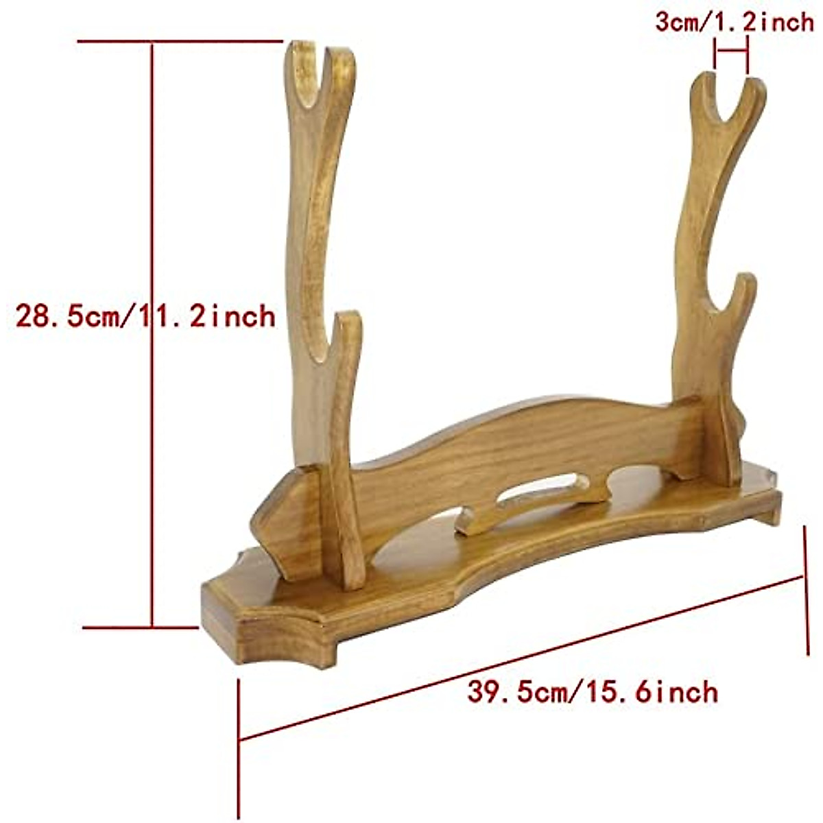 LUCKNIGHT Display Stand 2- Tier Solid Wood Sword Stand Horizontal Display Rack Samurai Sword Wakizashi Holder Floor Stand Sword Stand