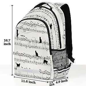 YoCosy Cute Black Cat Animal Music Note Backpack School Bookbag Laptop Purse Casual Daypack for Teen Girls Women Boys Men College Travel