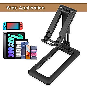 TIESOME Foldable Phone Stand for Desk, Adjustable Angle Height Cell Phone Stand for Desk Fully Foldable Mobile Phone Holder Compatible with All Mobile Phones