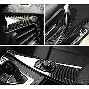 6D Carbon Fiber Vinyl Self Adhesive Film, High Gloss Black Carbon Fiber Vinyl Wrap Sticker Wrap Roll with Air Bubble (1ft x 5ft)