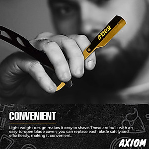 Axiom Professional Straight Razor 30 Double Edge Derby Blades for Men Stainless Steel Barber Straight Edge Razor Kit for Smooth Cut Throat Shavette for Individuals & Salons Special Chain Gift