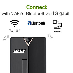 Acer Aspire XC-830-UA91 Desktop | Intel Celeron J4125 Quad-Core Processor (Up to 2.7GHz) | 8GB 2400MHz DDR4 | 256GB NVMe M.2 SSD | 8X DVD | Wi-Fi 5 | Bluetooth 4.2 LE | Windows 10 Home