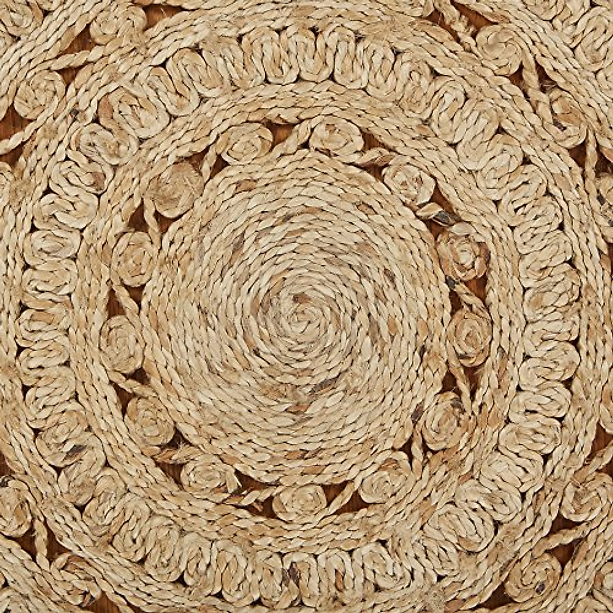 LR Resources Jute LR50134-NAT40RD Natural Round X 4 ft Indoor Area Rug, 4' x 4'