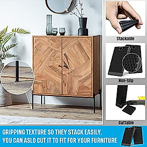 Furniture Levelers, 32 Piece Jar, Rubber Shims for Leveling, Black Wedge for Table Toilet Refrigerator Piano, Small Shims for Home Improvement and Work, Cuttable and Stackable