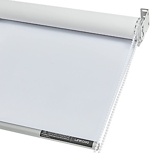 LINKCOO 100% Blackout Roller Window Shades, Room Darkening Window Blinds with Thermal Insulated Fabric, Corded Roll pull down shades for home and office (White - Width 10", Max Drop Height 79")