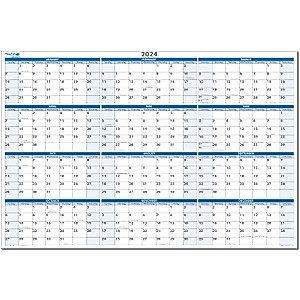 PlanetSafe Calendars 2024 Annual 12-Month Horizontal Sky Blue Wet & Dry-Erasable Wall Calendar - Yearly Planner - Large Wall Calendars - Great for Home, Office, and Classroom - 24" tall x 36" wide BN