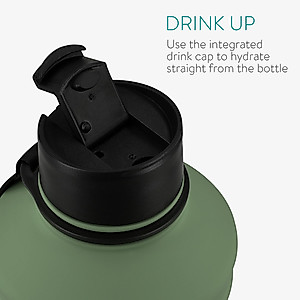 Navaris Stainless Steel Water Bottle - Single-Walled 75oz (2.2L) Big Metal Drinking Bottle for Sports, Camping, Gym - More Than Half Gallon Capacity