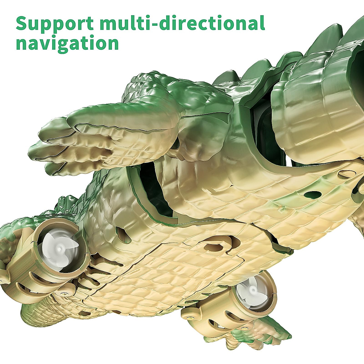 TEMI Remote Control Crocodile, High Simulation Scale Prank Alligator with Glowing Eyes, for Pool Bathroom RC Boat for 6+ Boys Girls Birthday Halloween Christmas Toys