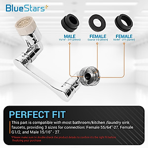 BlueStars Ultra-durable 1440° Rotating Faucet Aerator - Two Water Outlet Modes - Universal Splash Filter Faucet - For Bathroom/Kitchen Sink
