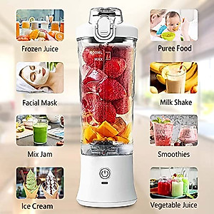 Portable Blender, Personal Size Juicer Blender for Shakes and Smoothies 20 Oz Travel Blender USB Rechargeable Mini Blender with 6 Blade for Home, Kitchen, Office, Sports