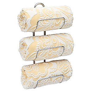 mDesign Modern Decorative Metal 3-Level Wall Mount Towel Rack Holder and Organizer for Storage of Bathroom Towels, Washcloths, Hand Towels - 2 Pack - Chrome