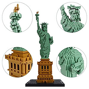 Geniteen Micro Mini Block Statue of Liberty Model Building Kit World Famous Architectural Model Collection Building Set, 2810 PCS