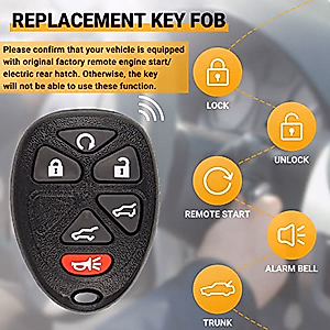 Car Key Fob Keyless Entry Remote 6 Button Compatible with Chevy Tahoe| Suburban| GMC Yukon| Yukon XL1500 2500| Cadillac Escalade ESV| EXT Key Replacement OUC60221 OUC60270