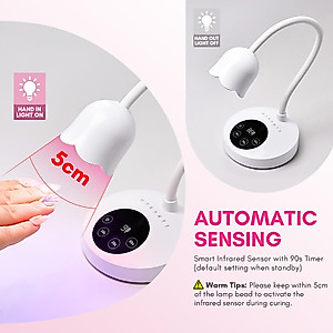 Makartt UV Nail Lamp, Mini UV Light for Gel Nails Polish Luminoza 10W Rechargeable LED Nail Light Nail Dryer with 4 Timers & Auto Sensor, Fast Curing Goosenecks UV Lamp for Home Nail DIY Manicure