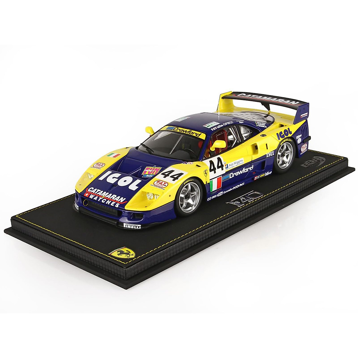 F40 LM #44 Luciano Della Noce - Anders Olofsson - Carl Rosenblad Ennea SRL Igol 24 Hours of Le Mans (1996) with Display CASE Limited Edition to 200 Pieces Worldwide 1/18 Model Car by BBR P18139F