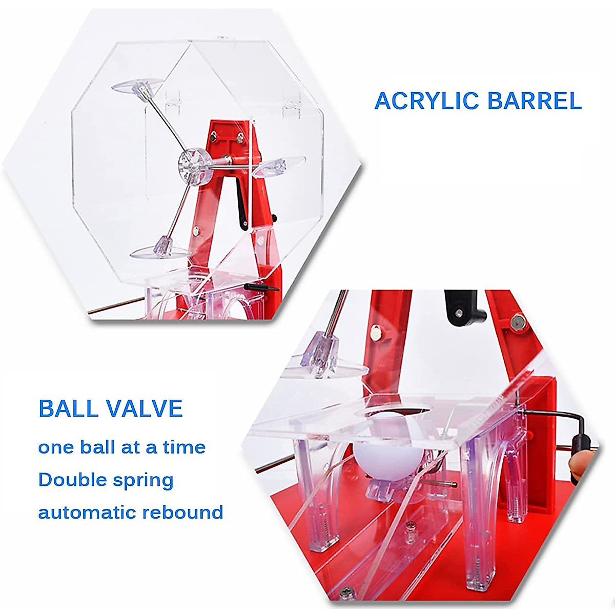 Professional Bingo Game Set, Manual Lottery Shaker Selector, Including Acrylic Bingo Cage, 1.6-Inch Ping Pong Style Bingo Balls-50 Pcs, for Large Groups, Parties