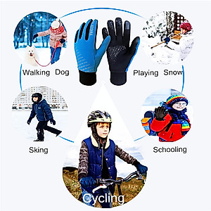 FINGER TEN Winter Gloves Touchscreen for Kids Boys Girls Running Thermal Gloves for Cold Weather, Youth Lightweight Warm Touch Screen Gloves for Hiking Skating Football (Green, Medium)