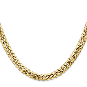 IceCarats 14K Yellow Gold 6.75mm Miami Cuban Curb Link Chain Necklace 28 inch