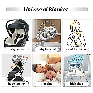 Swaddle Blanket for Stroller Minky Baby Blanket with Hat 35 x 35 inches Newborn Baby Bunting Bag for Stroller Seat Liners, Baby Carrier, High Chair, Shopping Cart, Lounger Canopy (Rainbow)