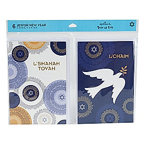 Hallmark Tree of Life Rosh Hashanah Card Assortment, L'Shanah Tovah and L'Chaim (6 cards with Envelopes)