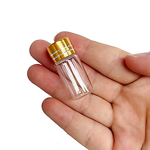 Luo House 10pcs 16x35mm Tiny Mini Small Clear Bottles Glass Vials 3ml with Caps Gold