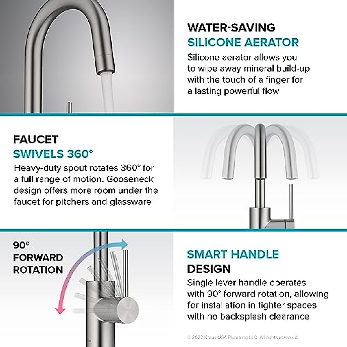 KRAUS Oletto Single Handle Kitchen Bar Faucet with QuickDock Top Mount Assembly in Brushed Brass, KPF-2600BB, 12 1/2 Inch