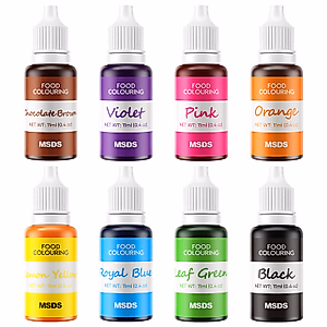 ValueTalks Food Coloring 8 Color x11 ml Food Grade Vibrant Liquid Food Color Dye Flavorless Vegan-free Icing Colors for Baking, Icing, Cake Decorating, Macaron, Frosting, Fondant, Cookie, Slime (8 Colors (0.44 Fl Oz/Bottles))