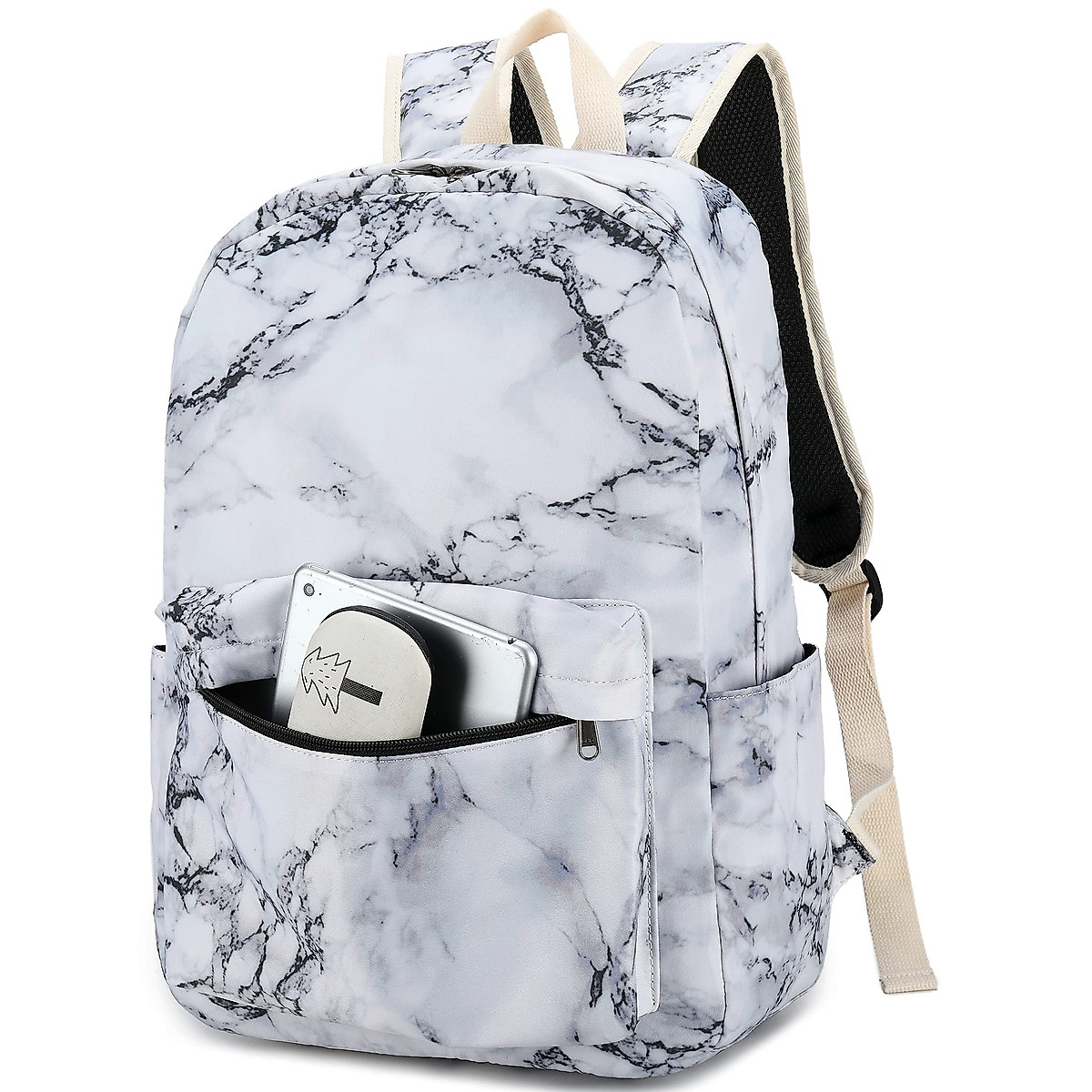 School Backpack Teen Girls Lightweight College Waterproof School Laptop Casual Backpack (Marble)