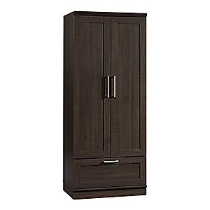 Sauder HomePlus Wardrobe, L: 28.98" x W: 20.95" x H: 71.18", Dakota Oak Finish & 419496 Miscellaneous Storage Storage Cabinet, L: 29.375" x W: 16.125" x H: 71.125", Cinnamon Cherry Finish