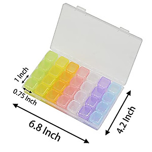 2 Pack 28 Grids Colorful 5D Diamond Painting Embroidery Box, Accessories Storage Containers Adjustable Bead Case with 196 Pcs Label Stickers (28 Grids-2pack Colorful)