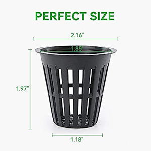 GROWNEER 50 Packs 2 Inches Garden Slotted Mesh Net Cups, Heavy Duty Net Pots with 50 Packs Plant Labels, Wide Lip Bucket Basket for Hydroponics