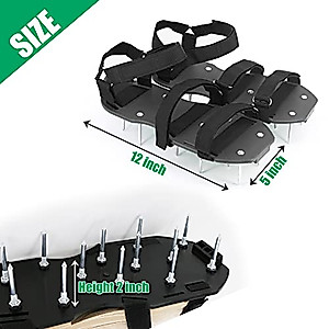 Lawn Aerator Shoes, Lawn Aerator with Hook & Loop Straps for Effectively Aerating Lawn Soil, FINDTICI One Size Fits All Free-Installation Heavy Duty Spiked Sandals Shoes for Yard Patio Garden, Black