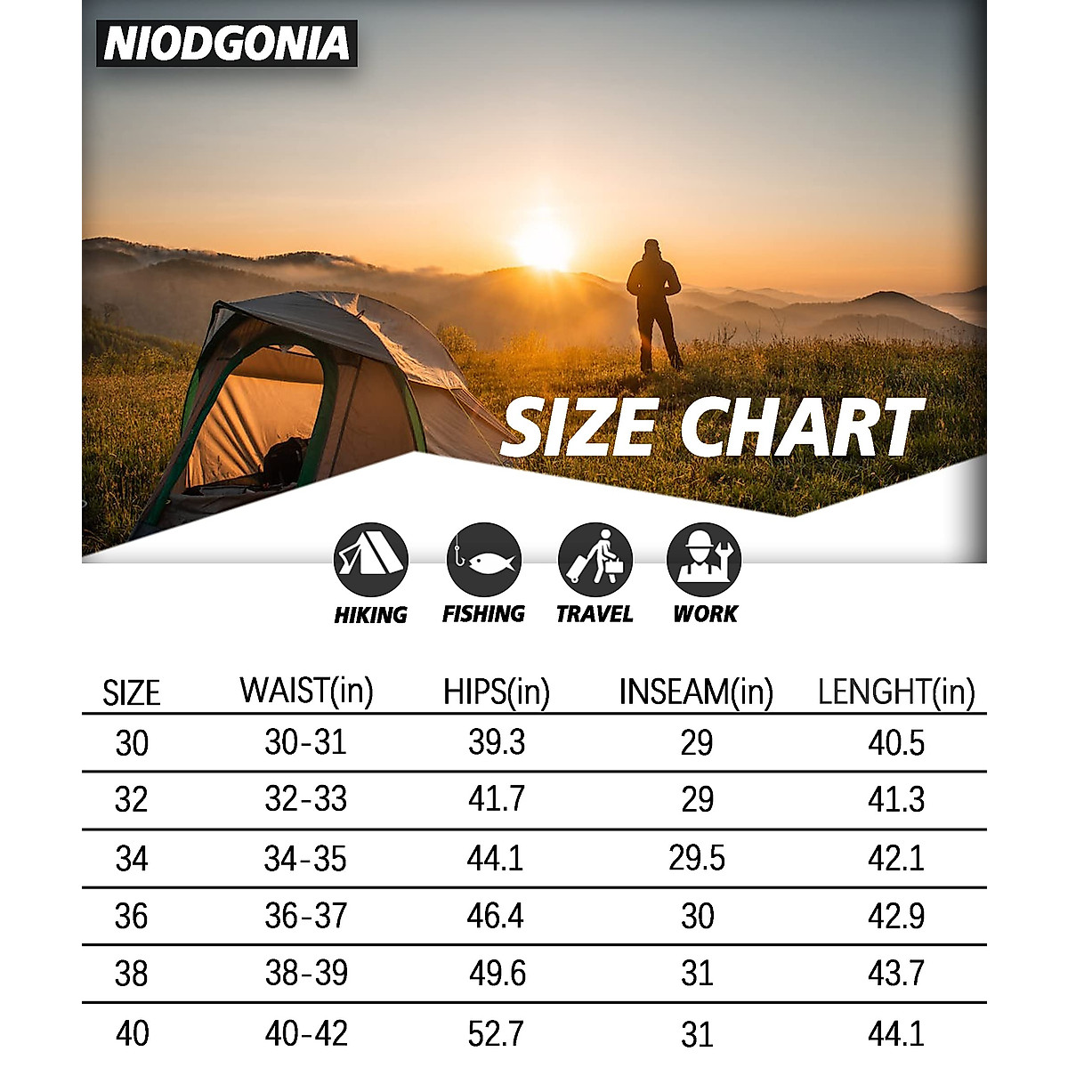 Mens Hiking Convertible Pants Waterproof Lightweight Quick Dry Zip Off Fishing Travel Safari Outdoor Cargo Work Trekking trousers Black 36