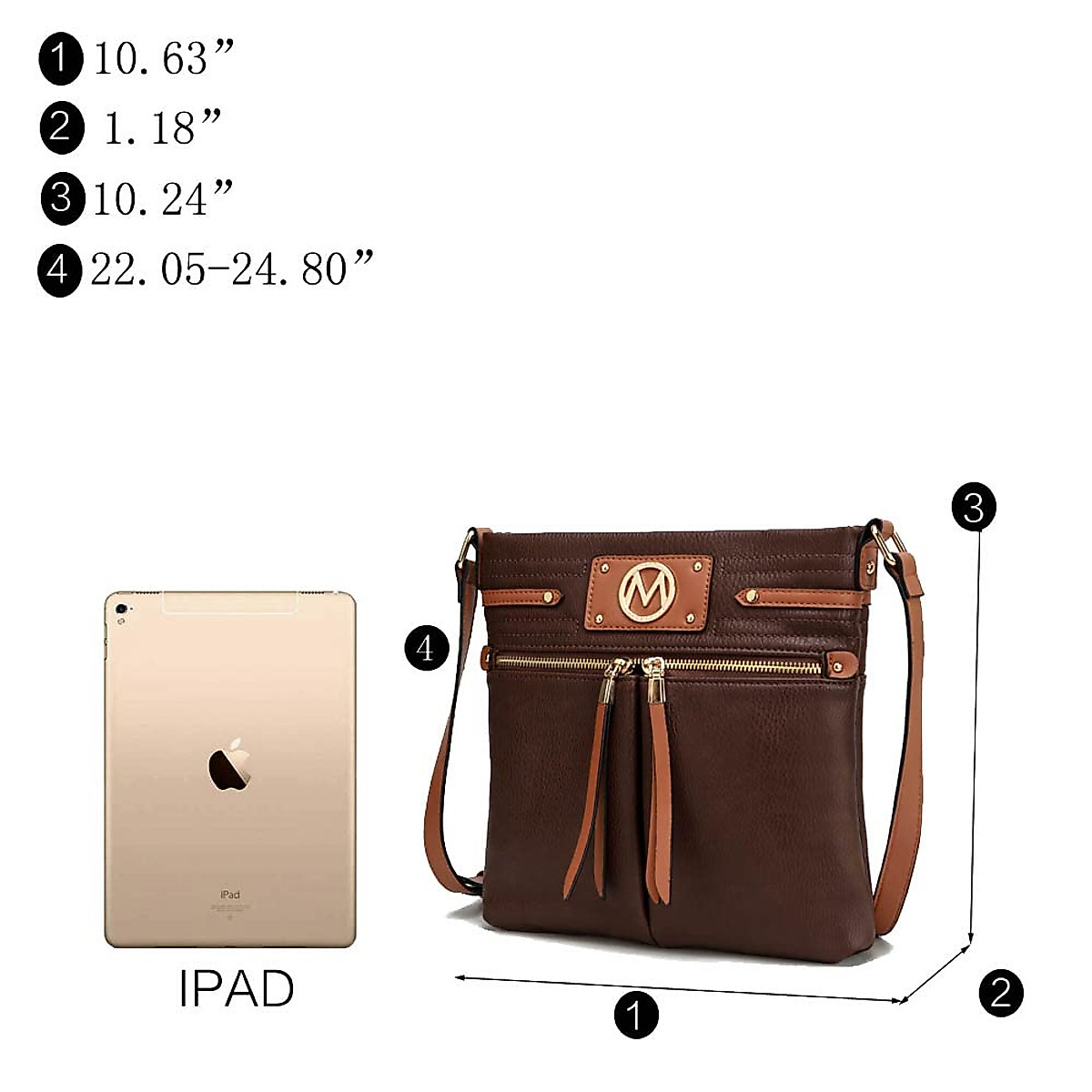 MKF Collection Crossbody Bags for Women Purses, Ladies Medium Over the Shoulder Side Messenger Bag By Mia K