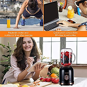 Smoothie Bullet Blender with 6 Sharp Blades, Personal Mini Blender for Shakes and Smoothies with 3 Adjustable Speeds, Blender for Kitchen with blending and grinding, BPA-free 3 Travel Cup & 27oz Mason Cup