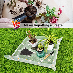 Repotting Mat for Indoor Plants Waterproof Clear Potting Mat Foldable Gardening Mat Plant Potting Repotting Tray to Control Potting Soil Indoor Plant Garden Accessories Gifts for Plant Lovers 23.6"