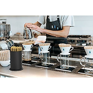 MyLifeUNIT Straw Holder Dispenser, Stainless Steel Kitchen Utensil Organizer 6.7" x 4.9", Black