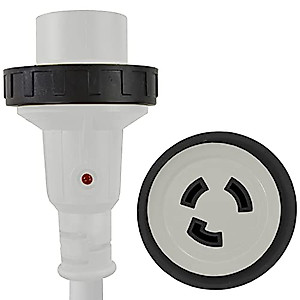 Conntek 17101-050RE 30Amp NEMA L5-30P to NEMA L5-30R Marine Shore Power with Light Indicator (White, 50-Feet)