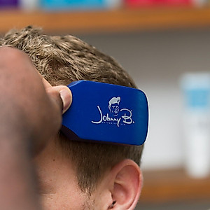 JOHNNY B. Professional Compact Barber Brush, Soft Nylon Bristles (Blue)