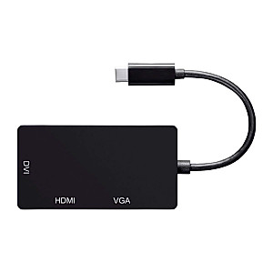 Monoprice USB Type-C to 4K HDMI, Single Link DVI, and VGA Passive Adapter,6in Cable Length, Black - Consul Series