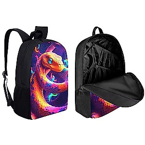 Cool Snake Backpacks for Girls Boys School Cute Kids Backpack Bookbags with Lunch Box Pencil Bag for School Elementary Girl Boy Cute Animal School Bag