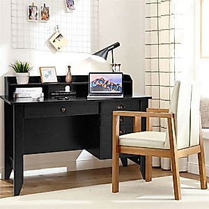 MJWDP Computer Desk PC Laptop Desk Workstation with Drawer Student Study Furniture Black