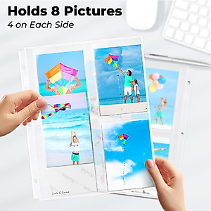 Dunwell Photo Album Refill Pages - (3.5x5, 25 Pack), for 200 Pictures, 3-Ring Binder Photo Pockets, Each 4-Pocket Photo Page Holds 8 Pictures, 3.5 x 5 Photo Protectors or 3.25x5.25 Seed Binder