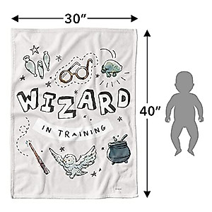 Harry Potter Fleece Baby Blanket, 30"x40" Wizard in Training, Unisex for Girls & Boys, Infants/Toddlers