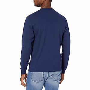 Hanes mens Hanes Men's Beefy Heavyweight Long Sleeve T-shirt Shirt, Navy, X-Large US
